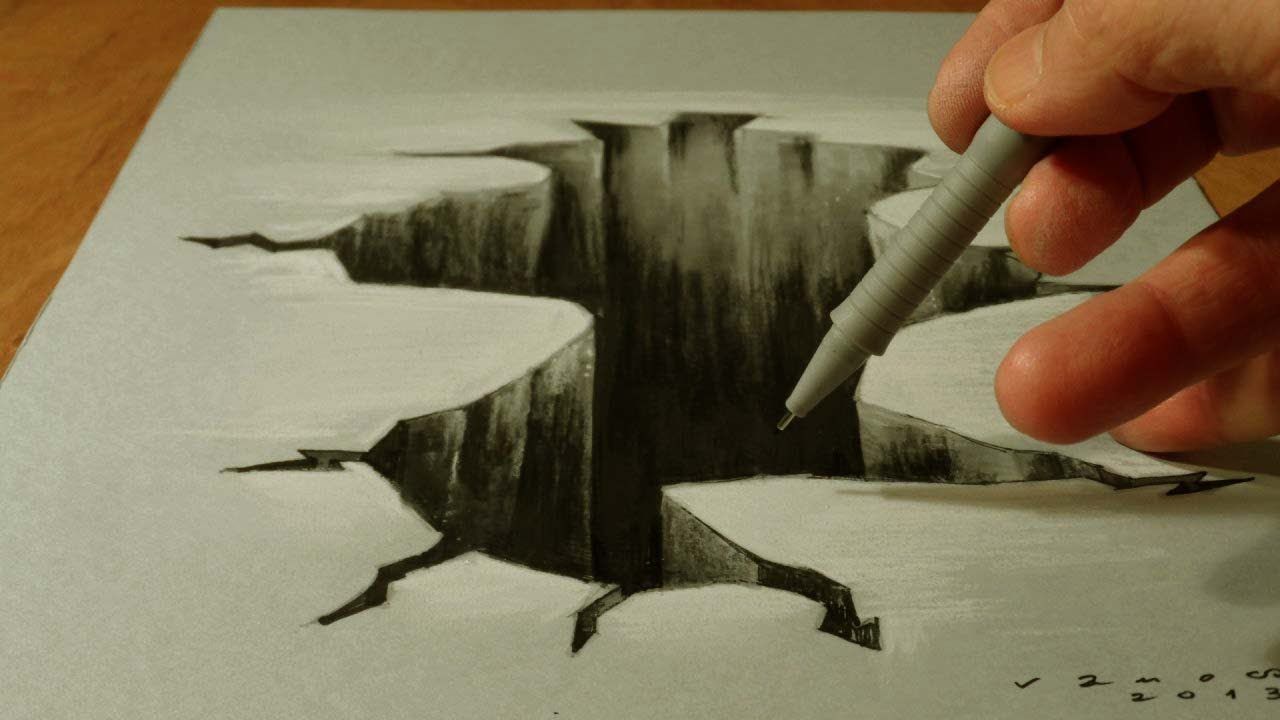 Trick Art On Paper Drawing 3D Hole Costin Craioveanu